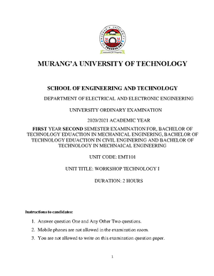 Workshop Technology notes 1 - WORKSHOP TECHNOLOGY WORKSHOP SAFETY RULES ...