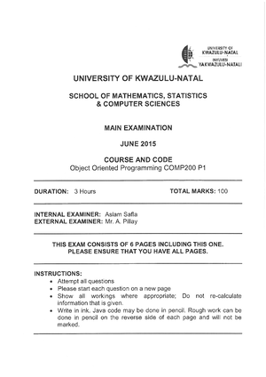 COMP 200 - Part 1 - Summary Object-Oriented Programming - COMP200 - Studocu