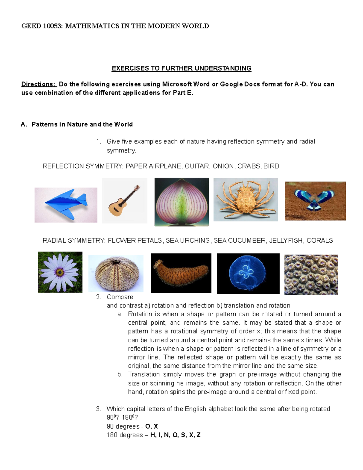 Mathematics In Modern World Patterns GEED 10053 MATHEMATICS IN THE