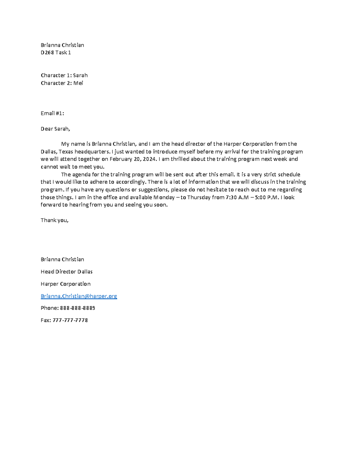 D268 Task 1.pdf Brianna - Brianna Christian D268 Task 1 Character 1 ...