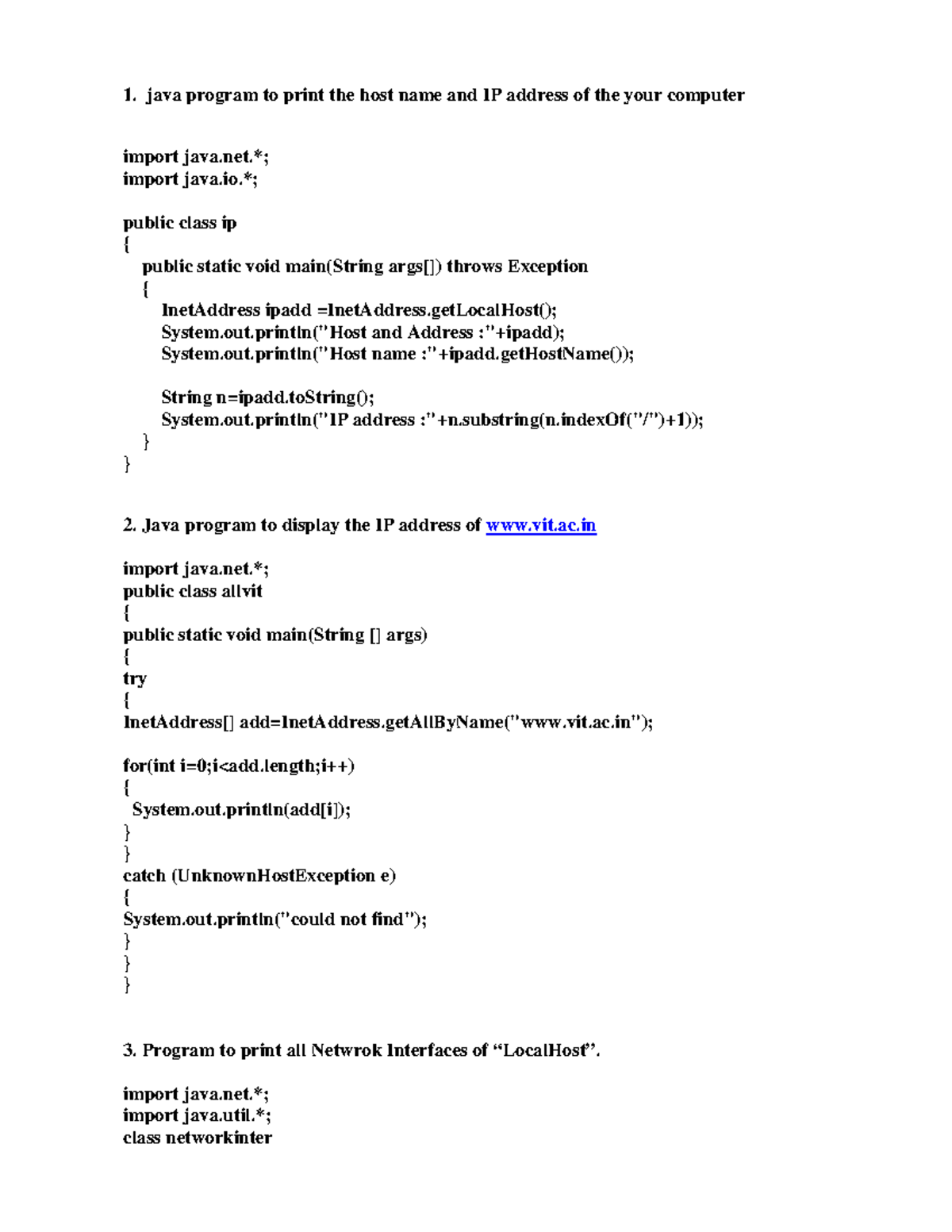 N1TRTYJDTJNGBSD Java Program To Print The Host Name And IP Address Of