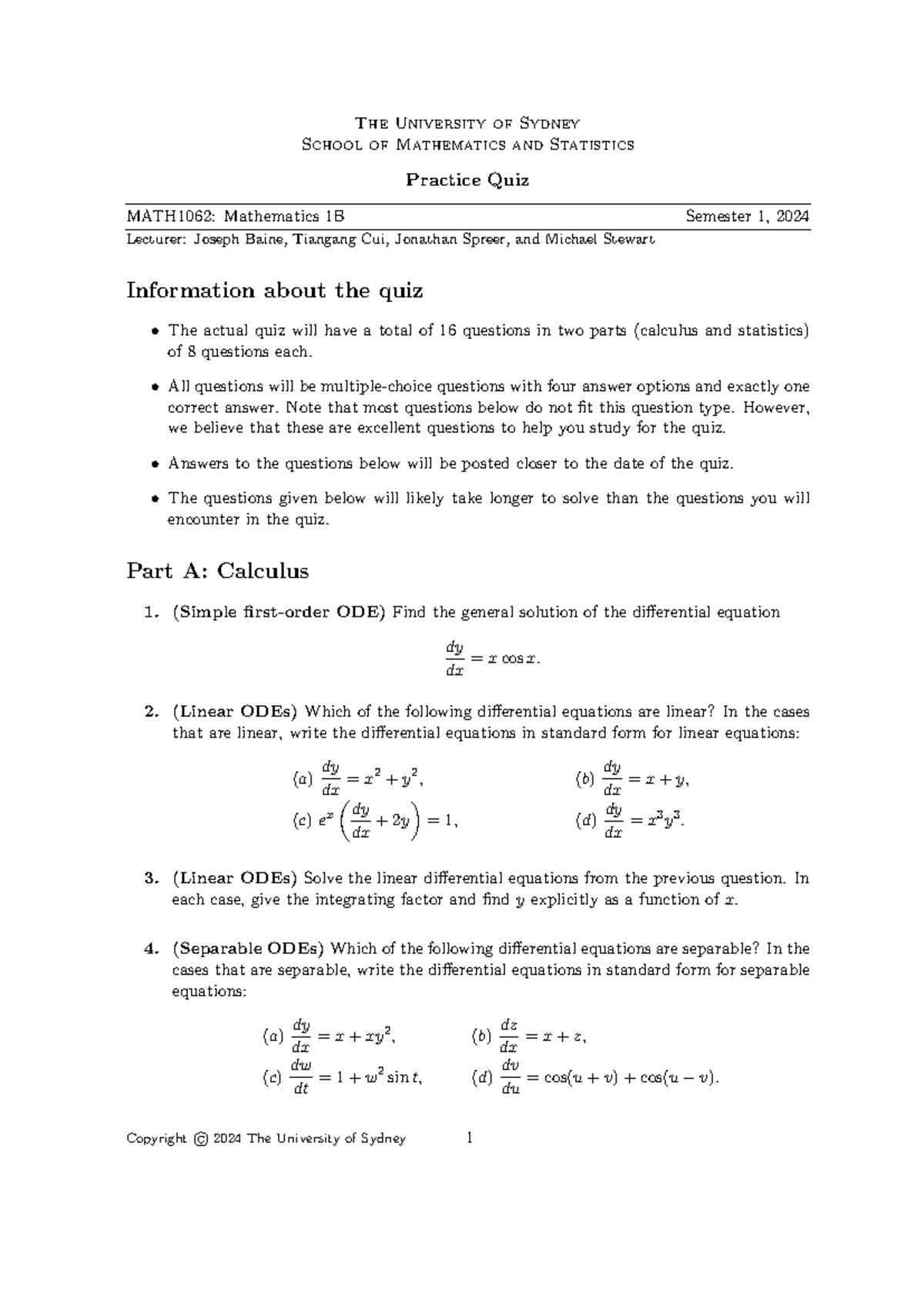 Sample-quiz-1062 - hell yeah math - The University of Sydney School of ...