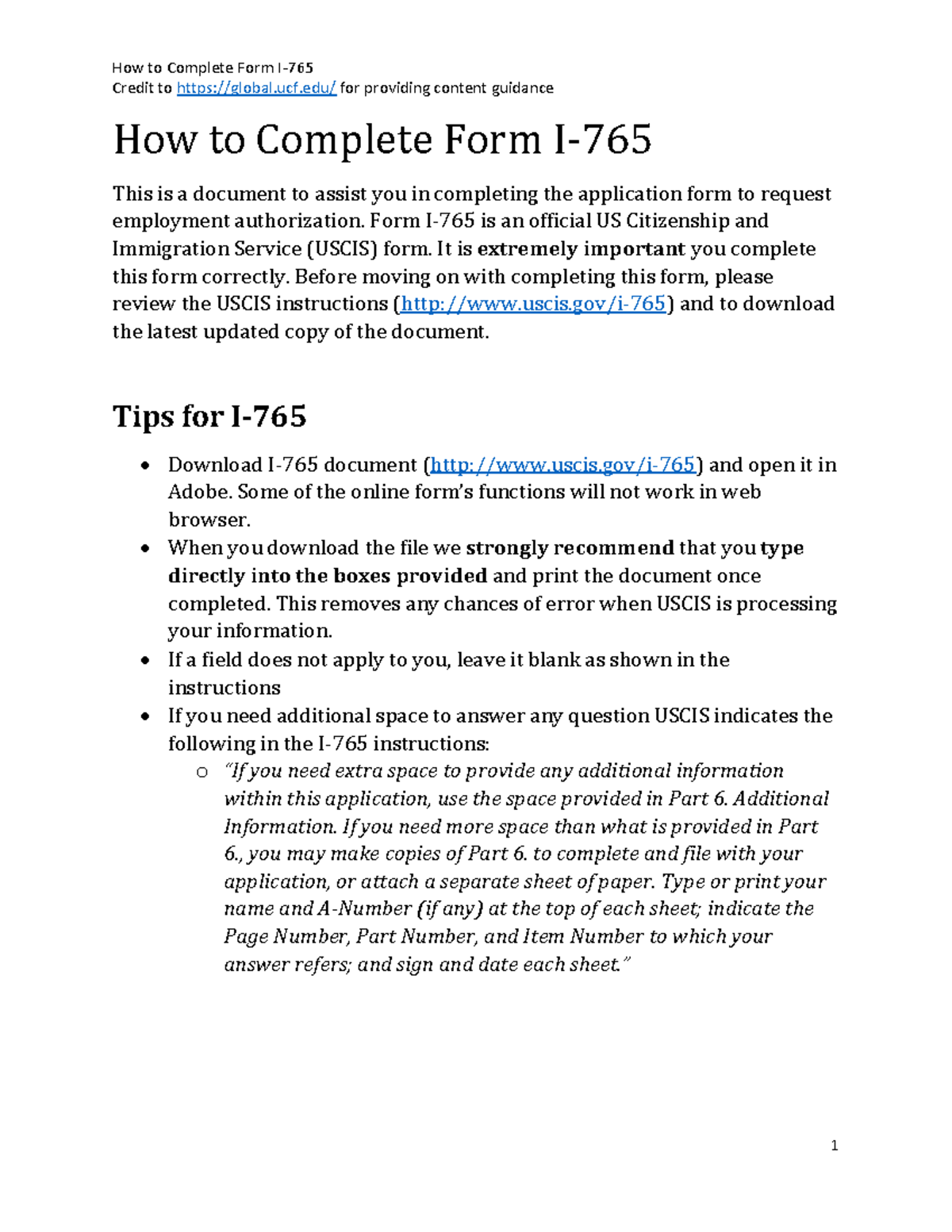 How to Complete Form I-765 - Credit to global.ucf/ for providing ...