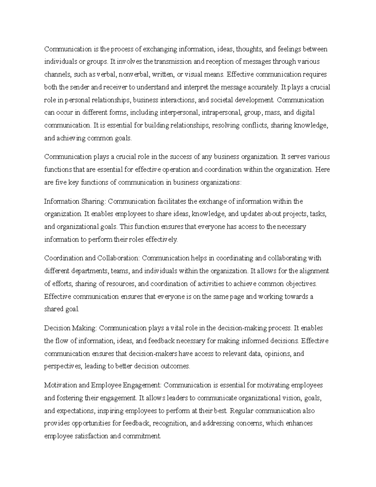 Communic Assign - Communication is the process of exchanging ...