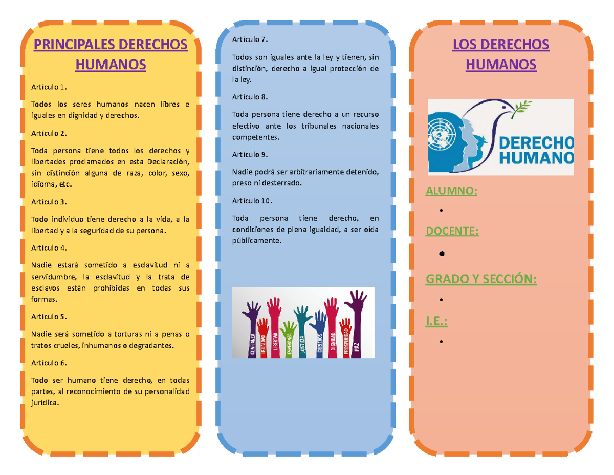 Triptico de derechos humanos 2 - Artículo 7. Todos son iguales ante la ...