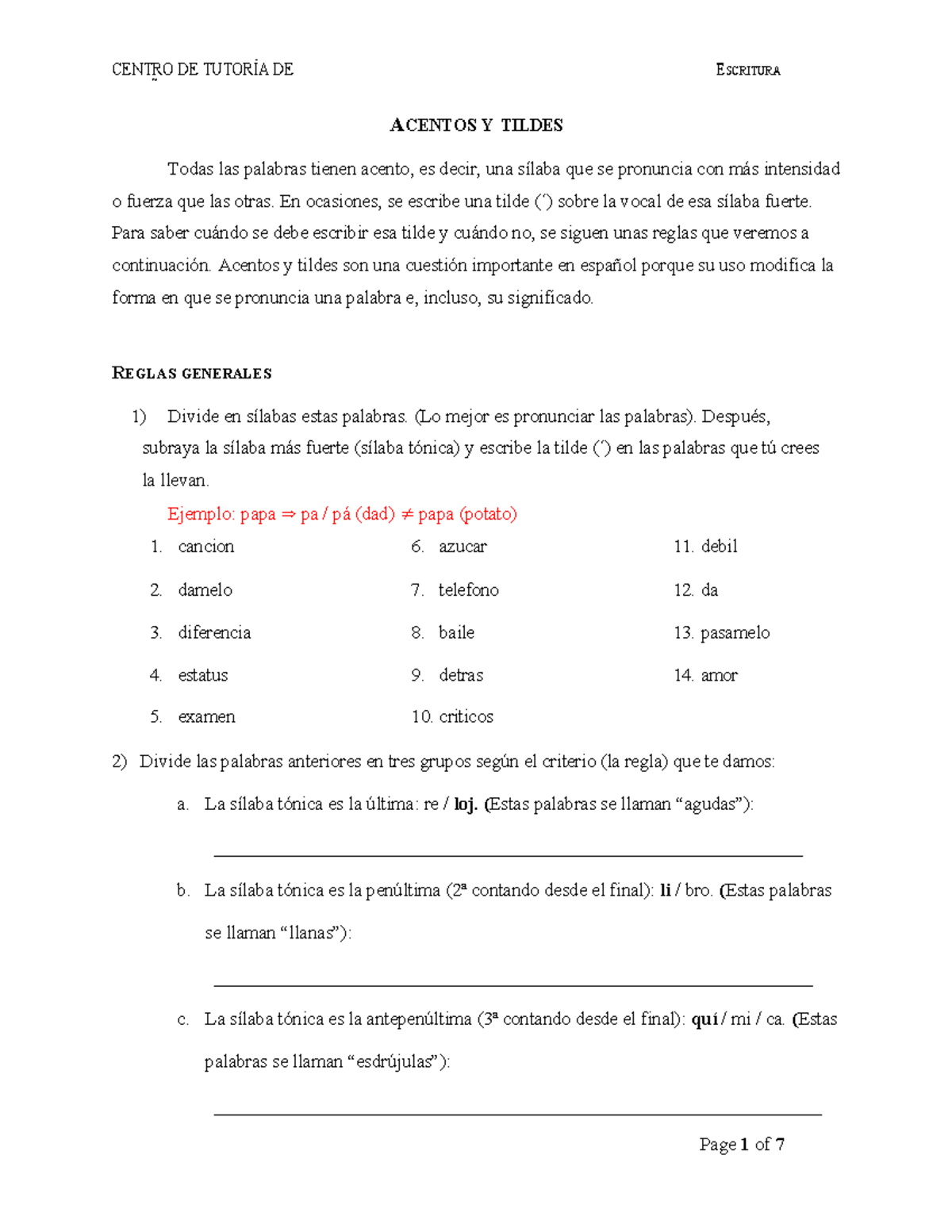 Acentos y tildes en espanol Spanish Accent Marks - ESPAÑOL ACENTOS Y ...