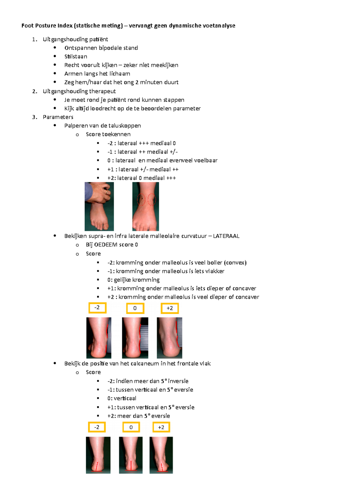 Foot Posture Index overzicht - Foot Posture Index (statische meting ...