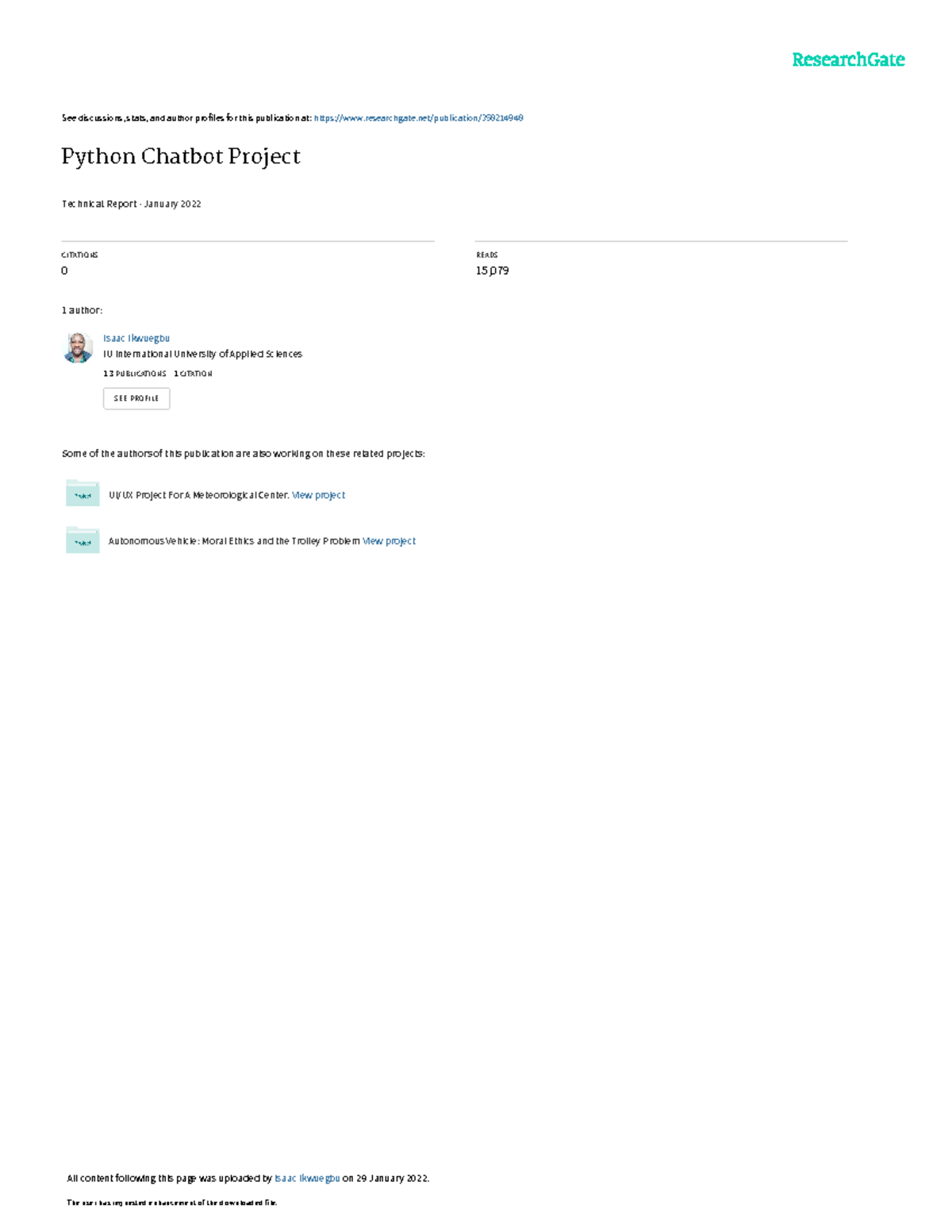 Python Chatbot Project - See discussions, stats, and author profiles ...