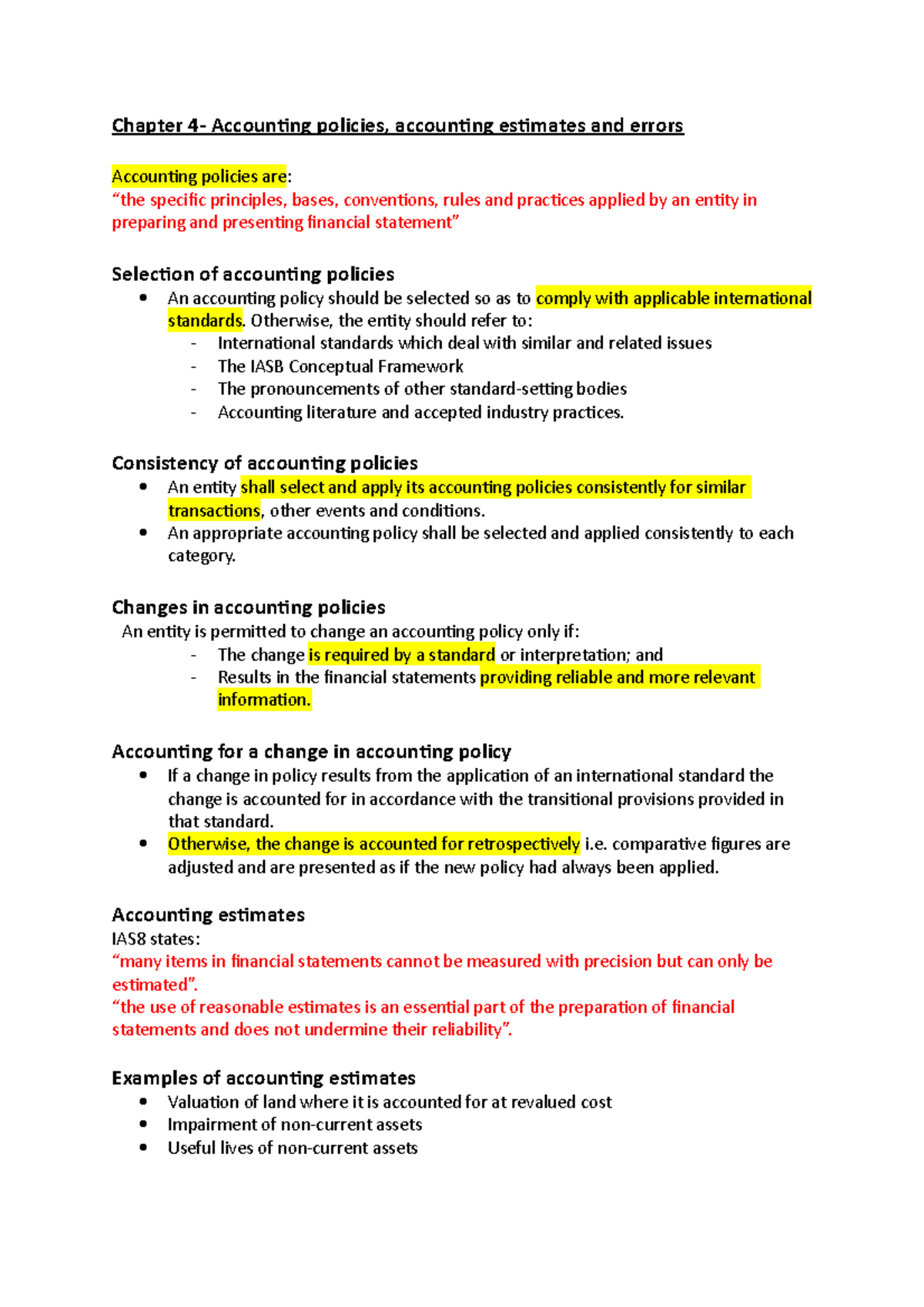 Lecture 4 - Chapter 4- Accounting policies, accounting estimates and ...