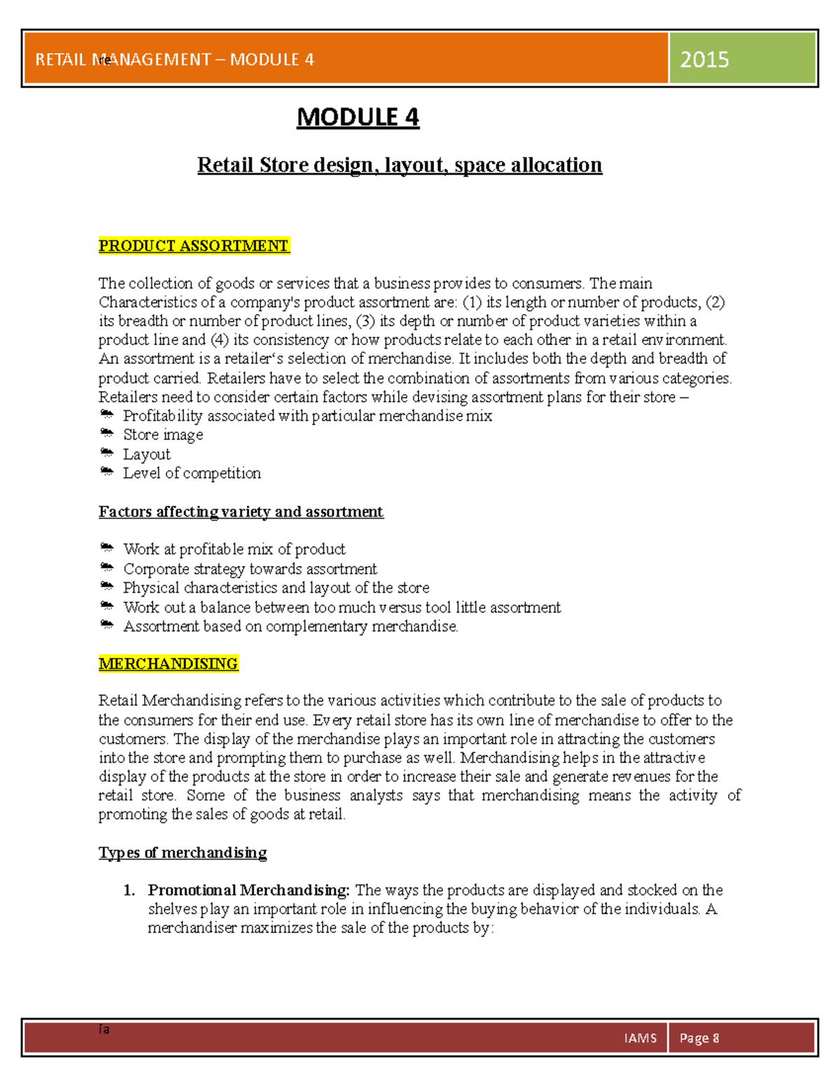 Retailing module 4 - Notes - MODULE 4 Retail Store design, layout ...