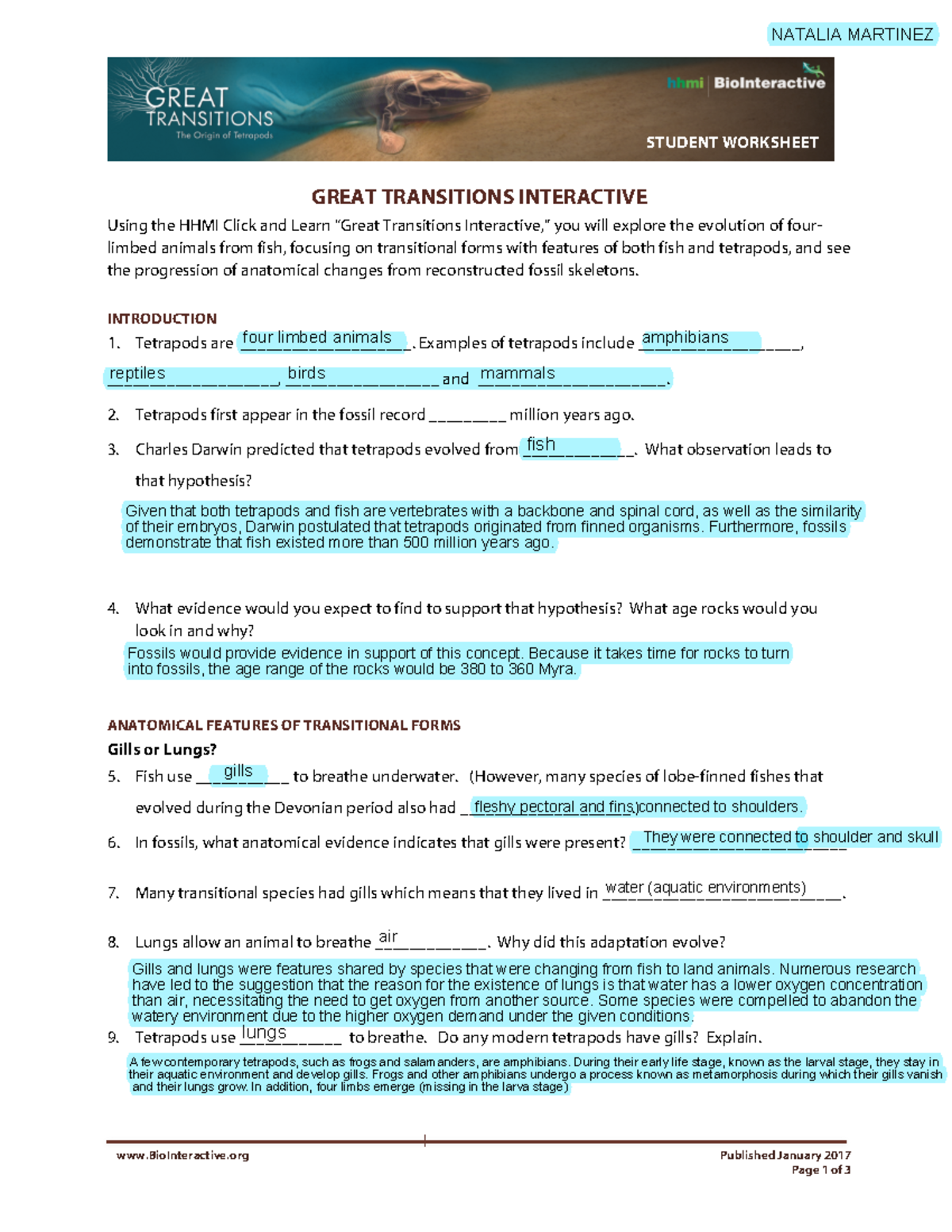 PRACTICE MATERIAL - BioInteractive | Published January 2017 Page 1 of 3 ...