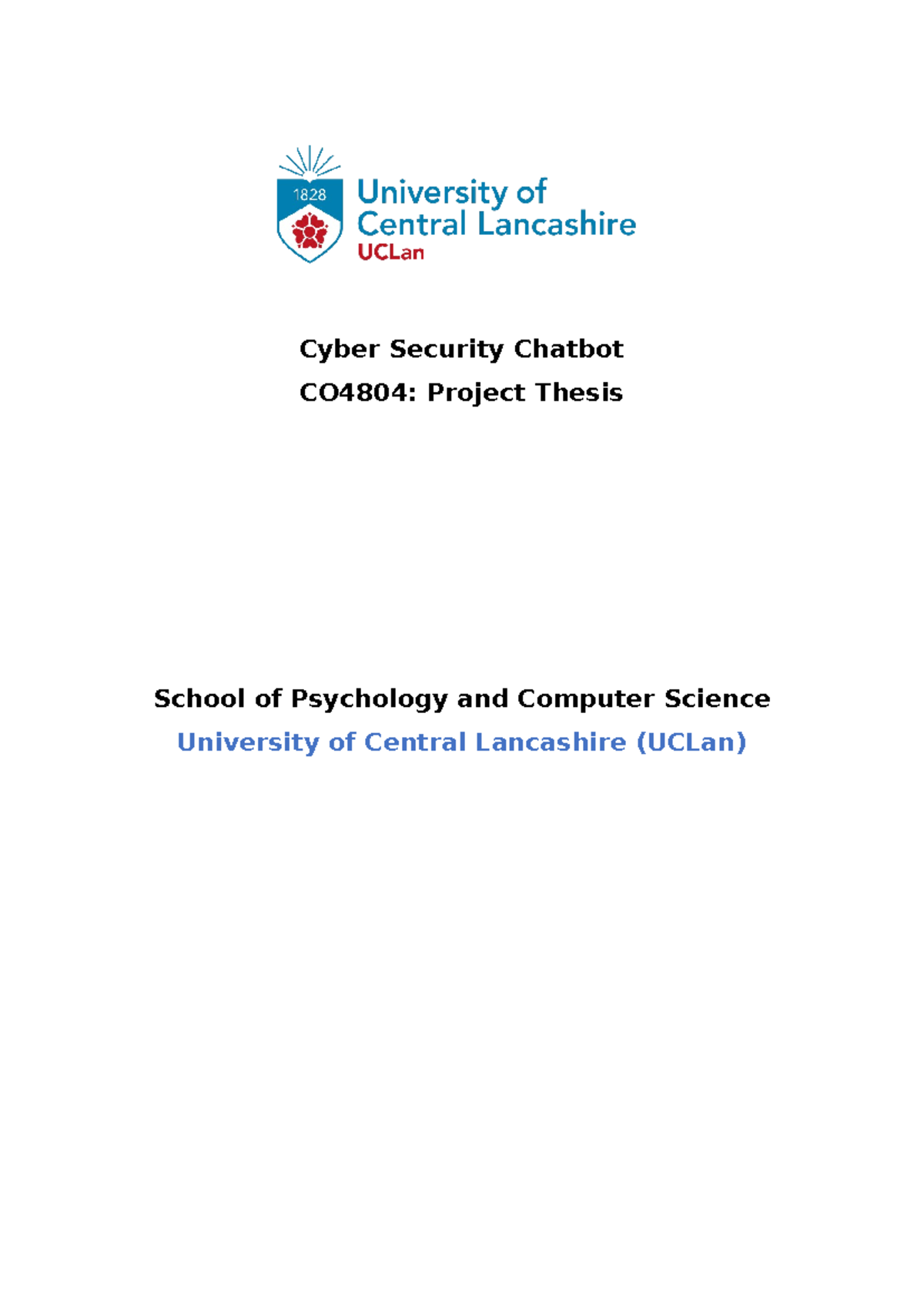 Cyber Security Chatbot Thesis - Cyber Security Chatbot CO4804: Project ...