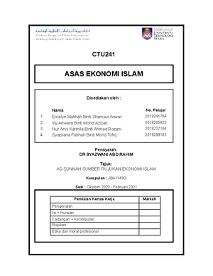 Tajuk Kertas Kerja DAN Format Penulisan CTU241 - KURSUS : CTU241 (ASAS EKONOMI ISLAM) TUGASAN 2 ...