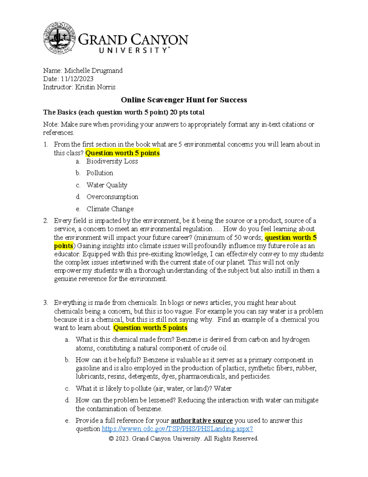 BIO 220 RS Online Scavenger Hunt For Success Resource MD - Name ...