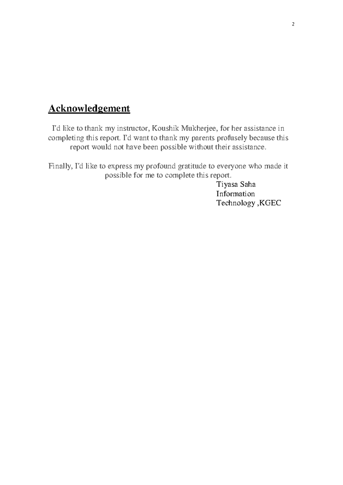 CA2-Reports on Compiler Design Topics 64 - Acknowledgement I'd like to ...