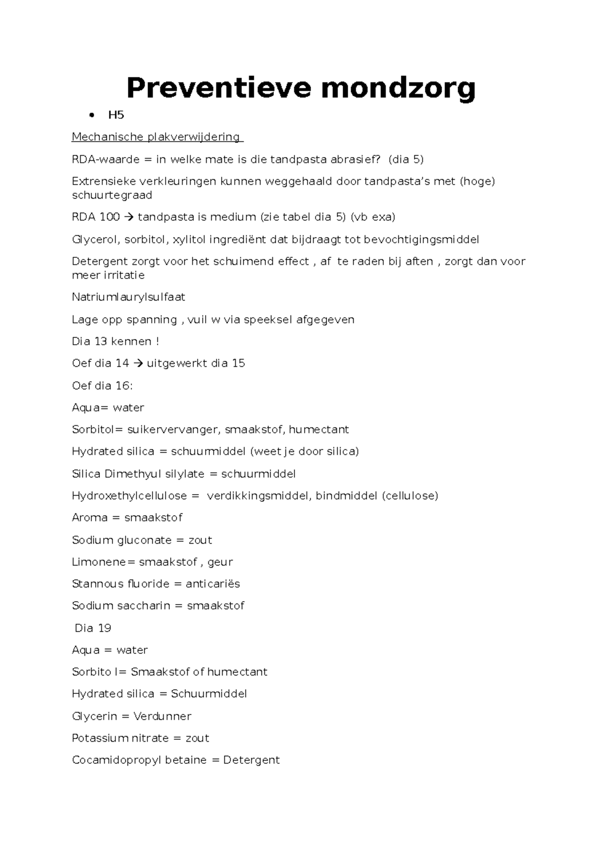 Preventieve mondzorg - 000 mg = 1000ppm 100 = 100g Prevented fraction ...