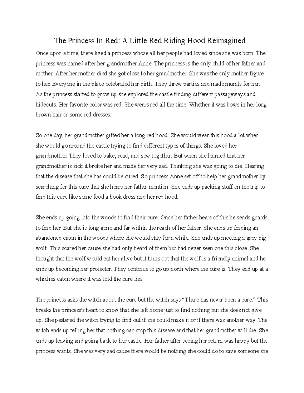 The Princess In Red A Little Red Riding Hood Reimagined - The princess ...