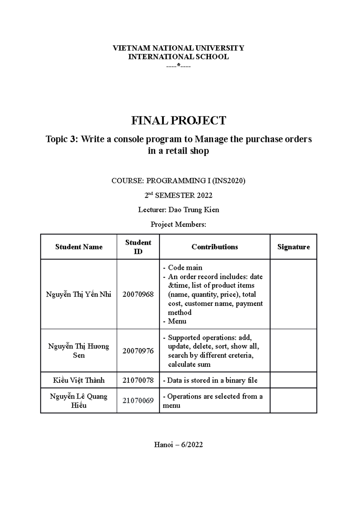Project Info Page - information of page in technology and program c/c++ ...