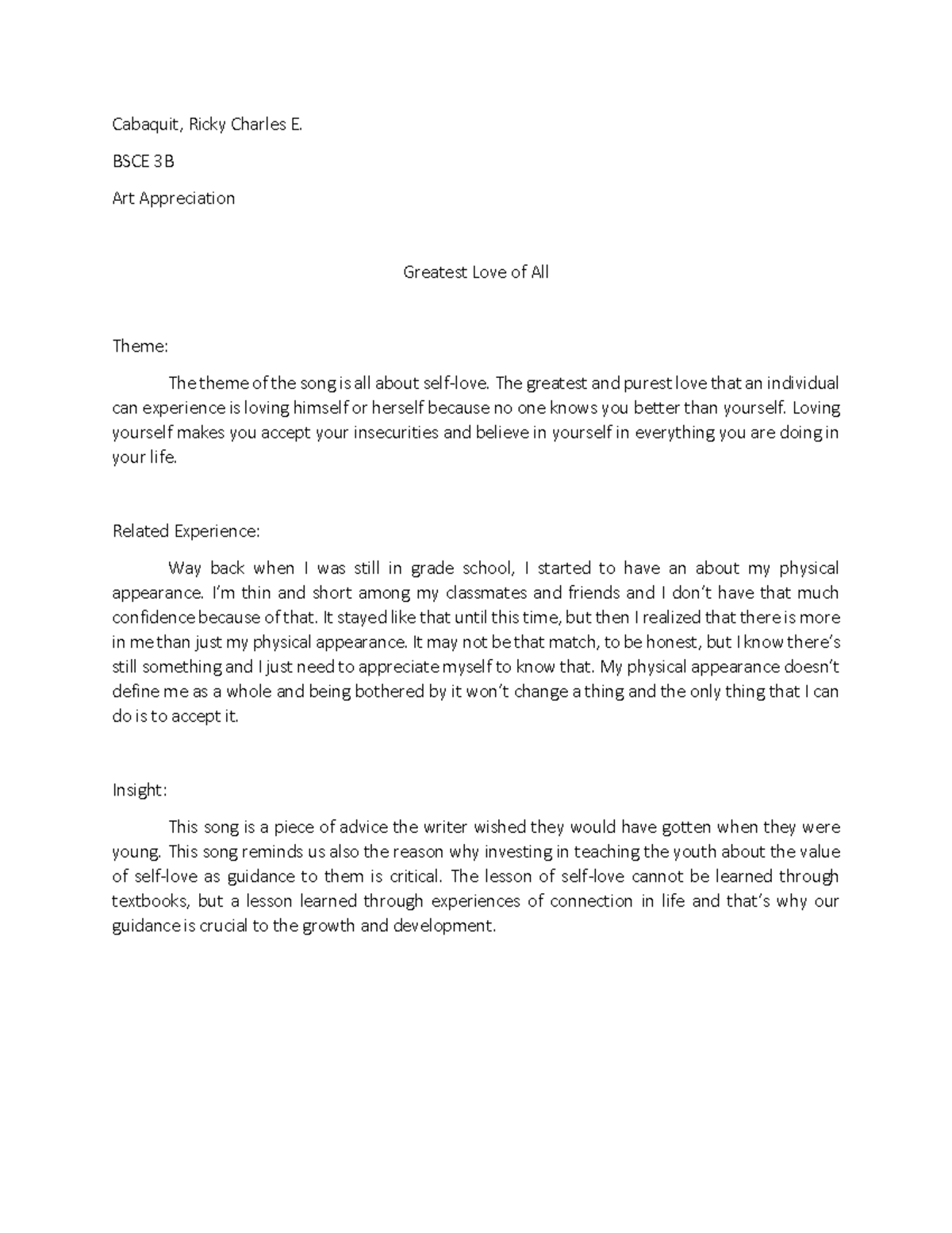 Midterm Part 1 (A&H 100) Answers - Cabaquit, Ricky Charles E. BSCE 3B ...