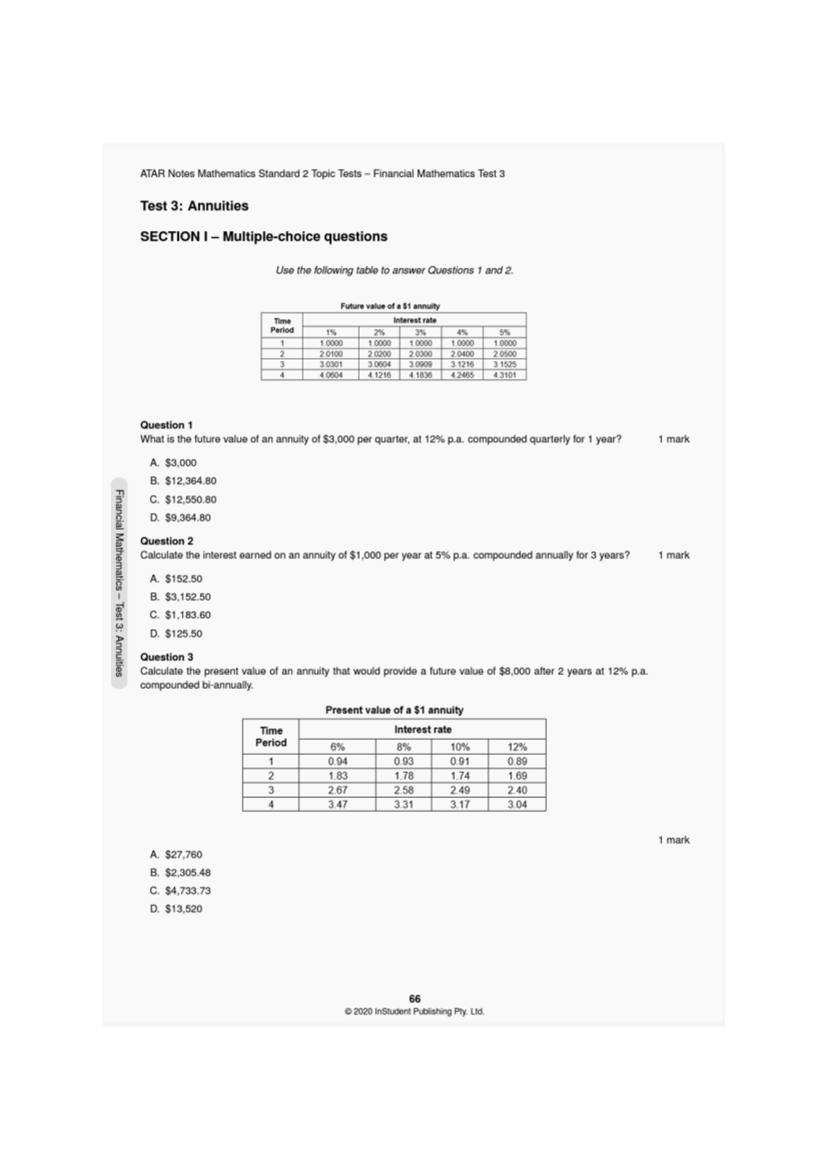 ATAR Notes Mathematics Standard 2 Financial Mathematics Test 3 ...