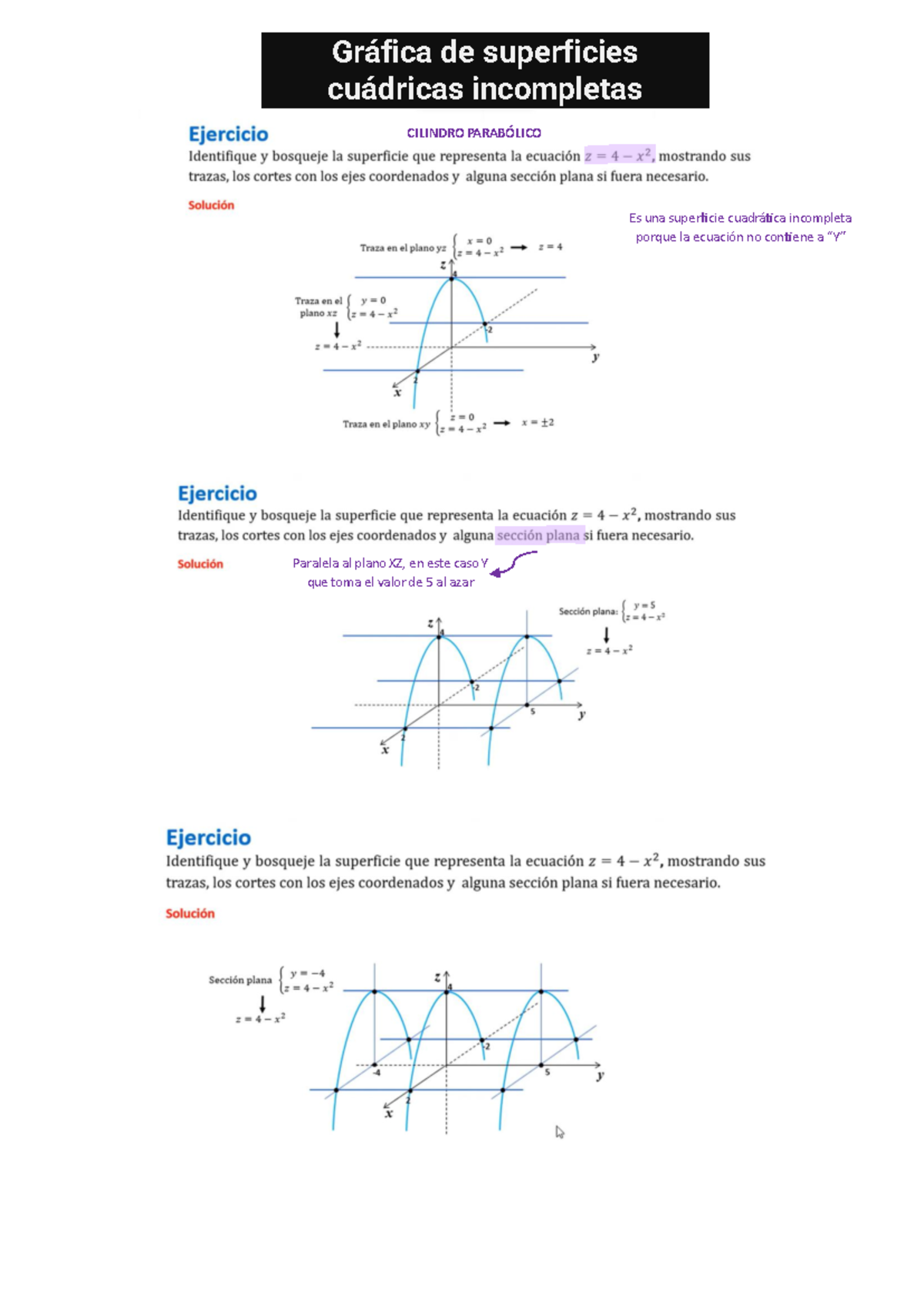 AAA Gráfica de superficies cuádricas incompletas - Cálculo 2 - Paralela ...