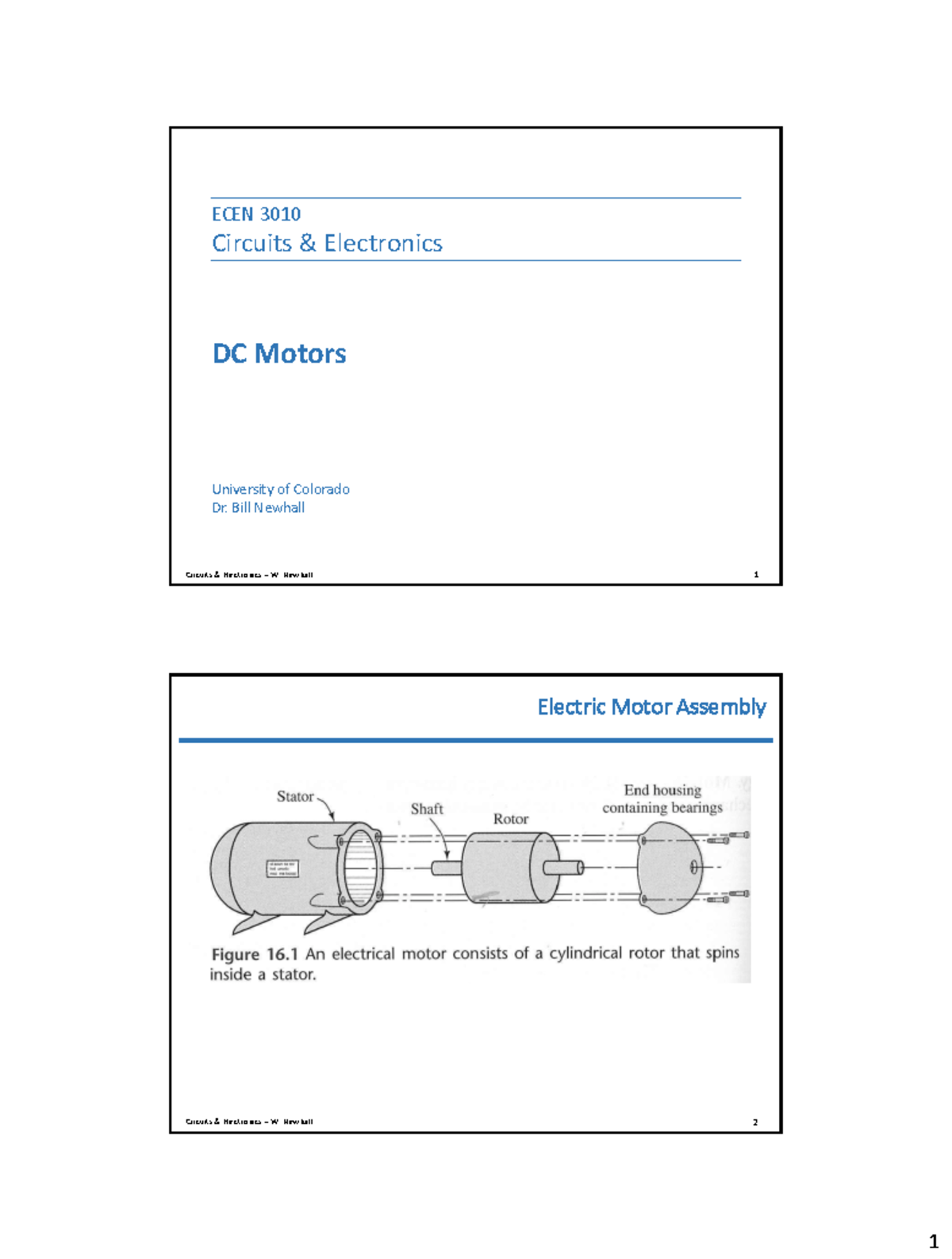 Motors (r006) - fha fhf - Circuits & Electronics – W. Newhall 1 ECEN 3010 Circuits & - Studocu