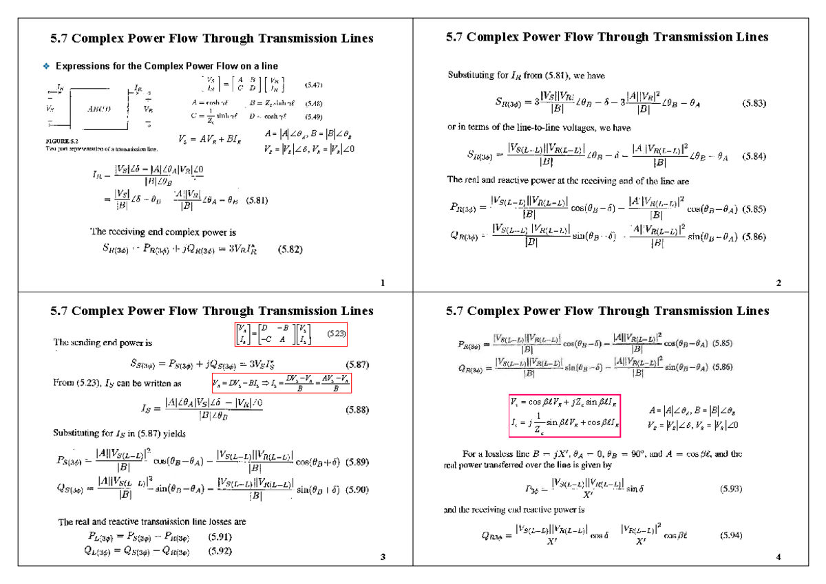 Line Model and Performance - 5 Complex Power Flow Through Transmission ...