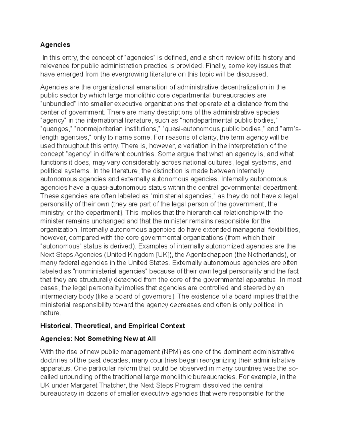Agencies - Agencies In this entry, the concept of “agencies” is defined ...