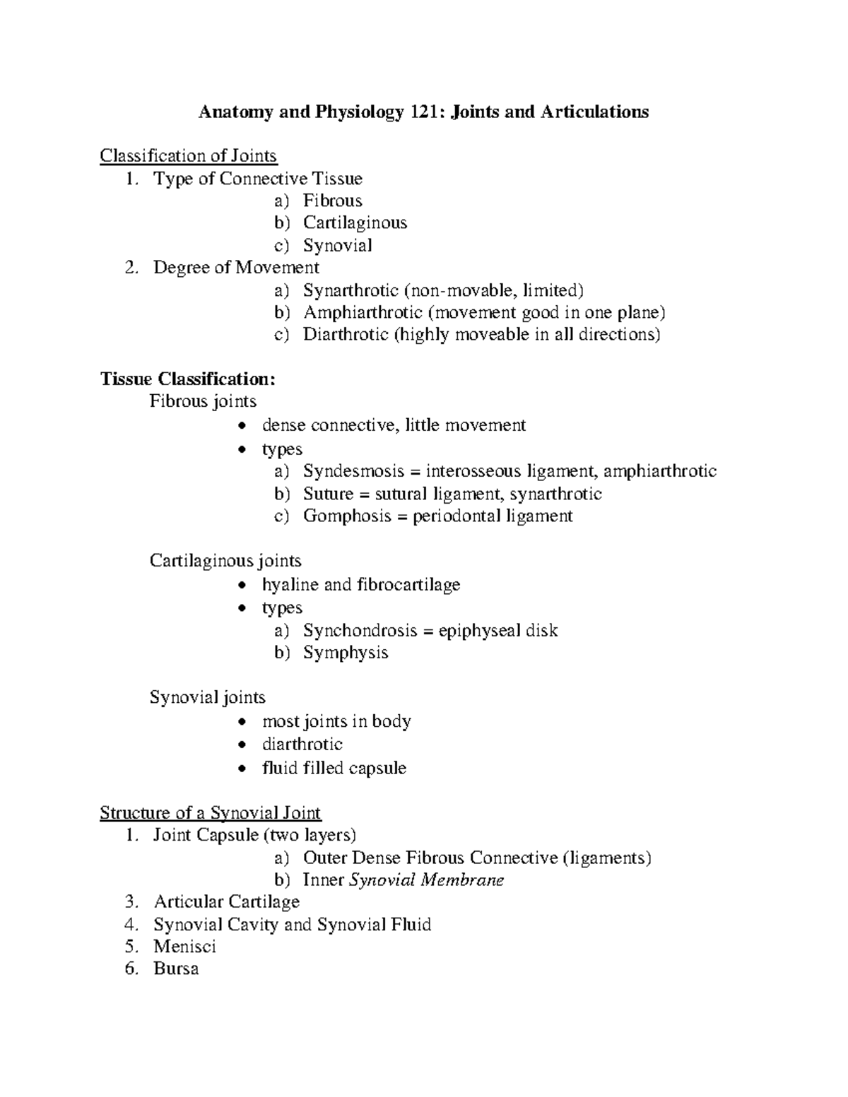 06 Anatomy and Physiology 121 Joints and Articulations - Anatomy and ...