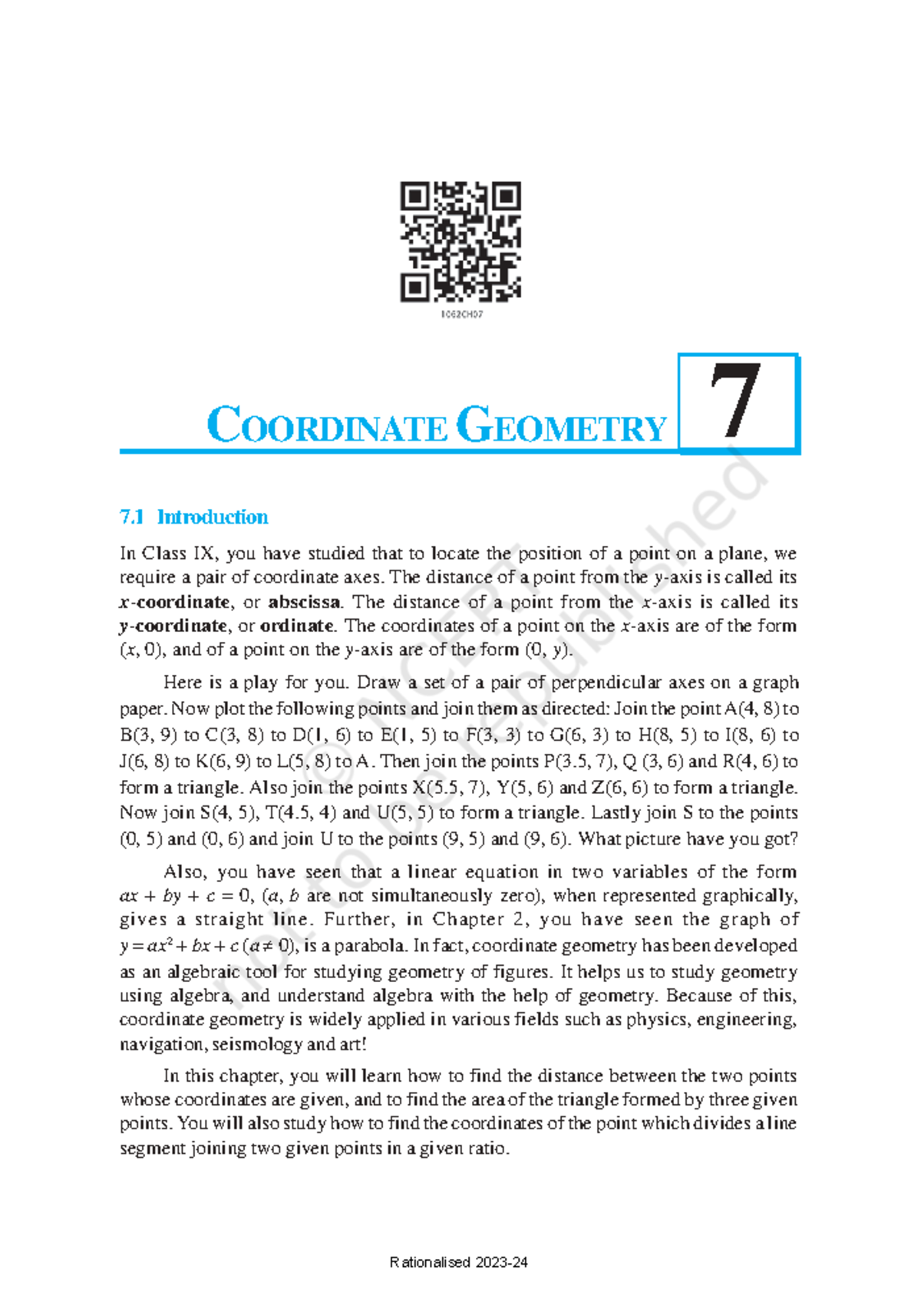 NCERT Coordinate Geometry - COORDINATE GEOMETRY 99 7 7 Introduction In ...