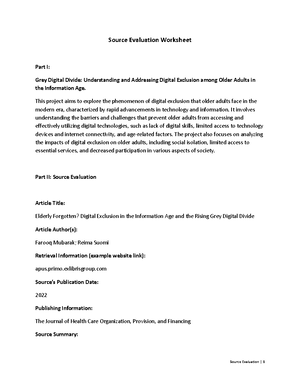 Source Evaluation Worksheet Template - Source Evaluation Worksheet Part ...