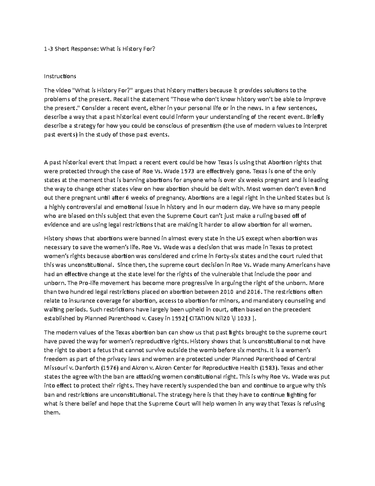 1.3 short response what is history for - 1-3 Short Response: What is ...