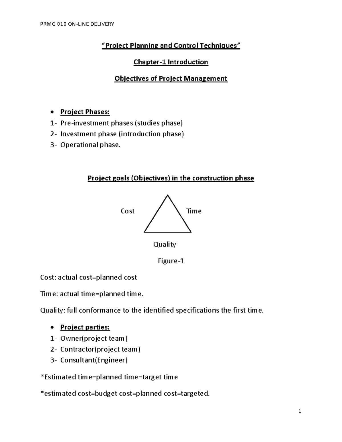 PRMG 010 .pdf live course - PRMG 010 DELIVERY Planning and Control ...