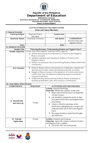 WEEK 4 PE&Health - physical education - DAILY LESSON PLAN School ...