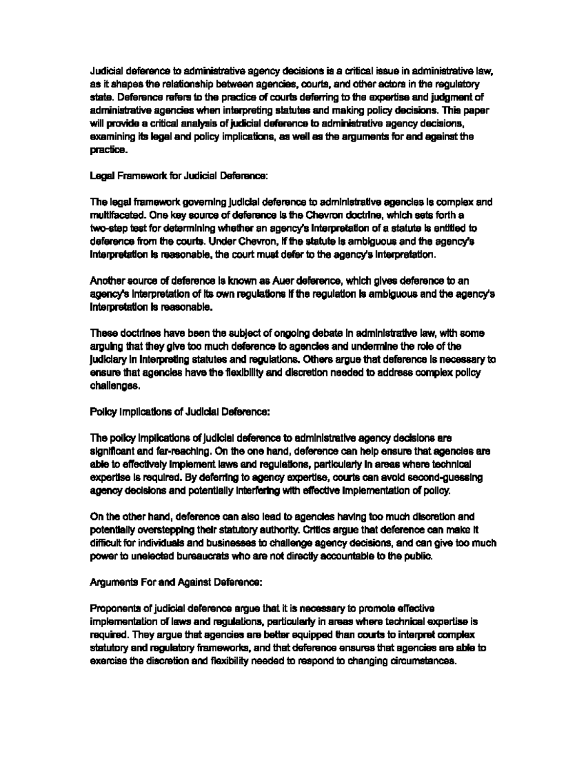 Judicial deference to administrative agency decisions a critical ...