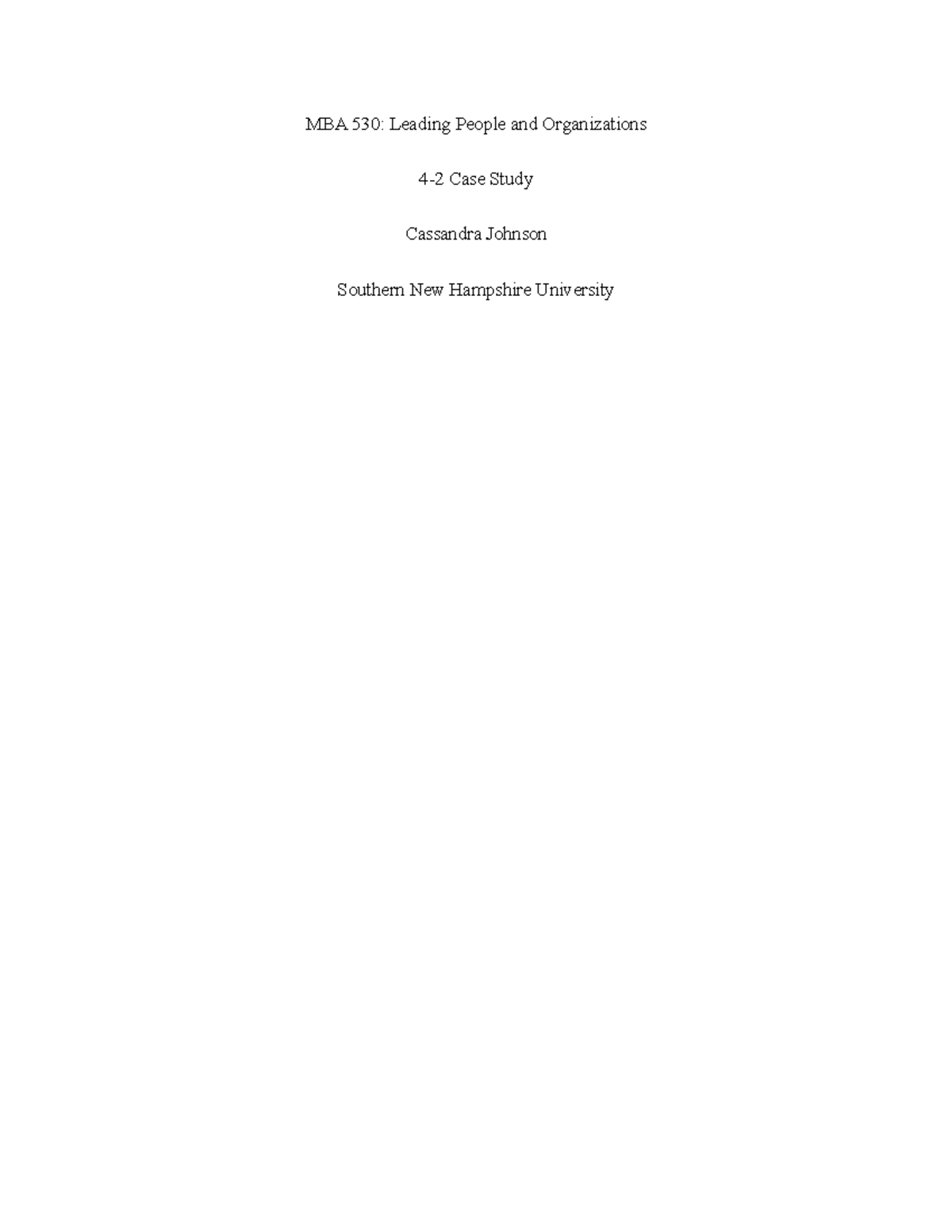 4-2 Case Study - MBA 580 - SNHU - Studocu