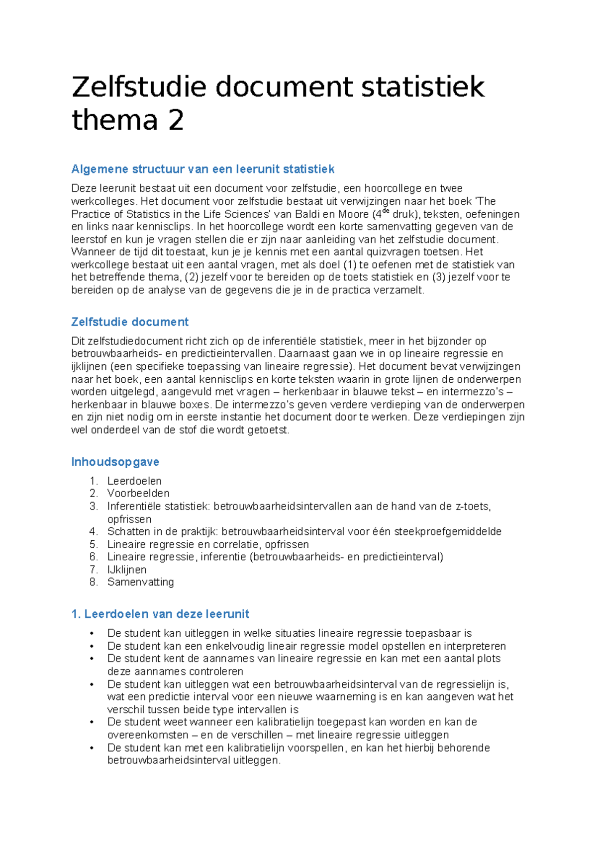 Thema 2 - zelfstudie document - Zelfstudie document statistiek thema 2 ...