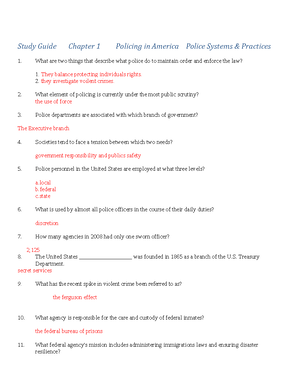 Study Guide Chapter 3-Police Organization and Administration - The ...
