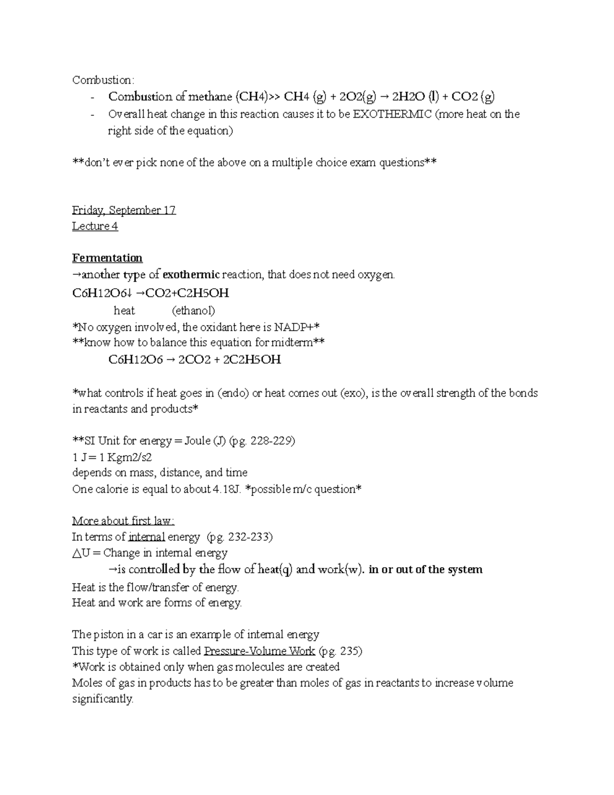 Chem 1050 part 2 - Energy - Combustion: - Combustion of methane (CH4 ...