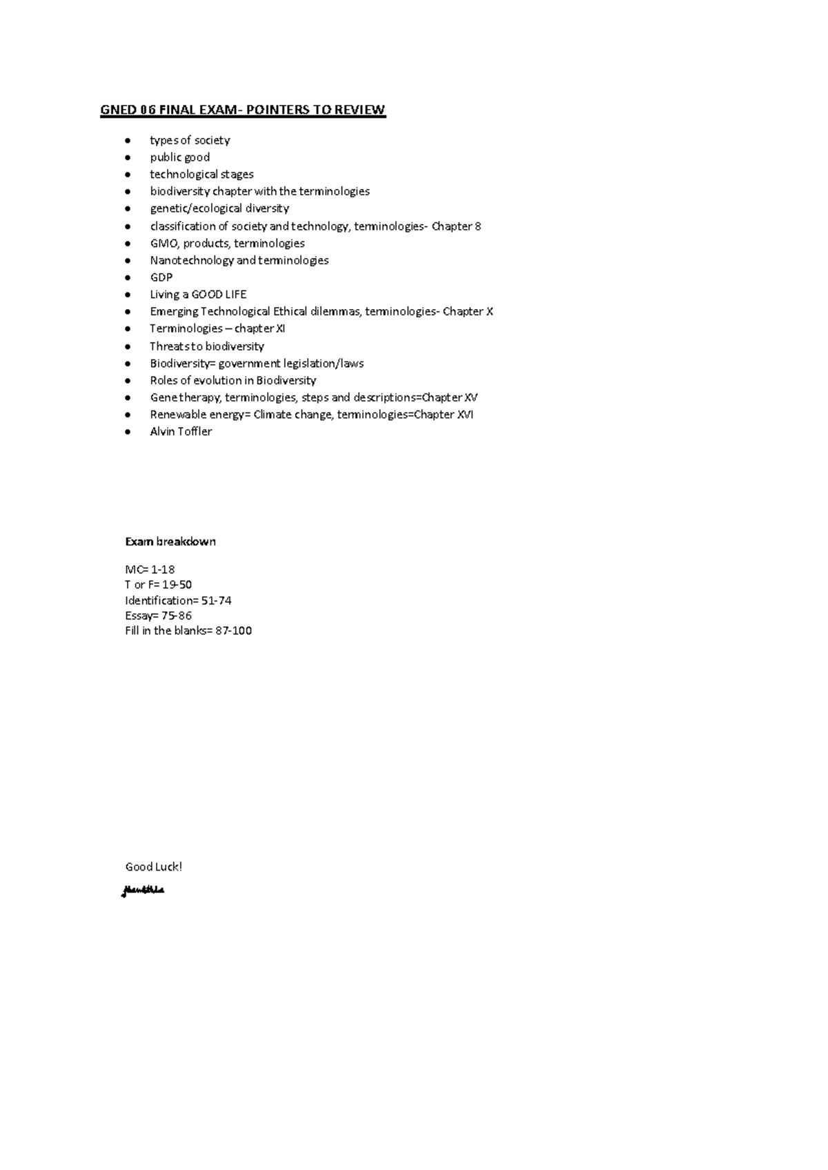 GNED 06 Final EXAM Pointers TO Review - GNED 06 FINAL EXAM- POINTERS TO REVIEW types of society ...