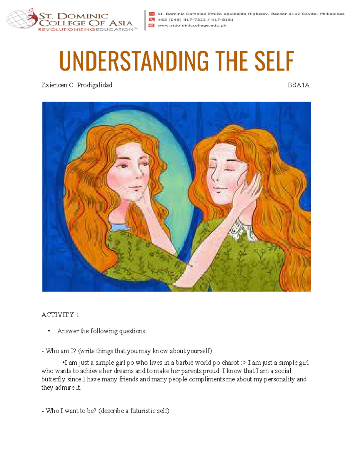 UTS Prodigalidad - Understanding the Self activity, hopes it can help ...