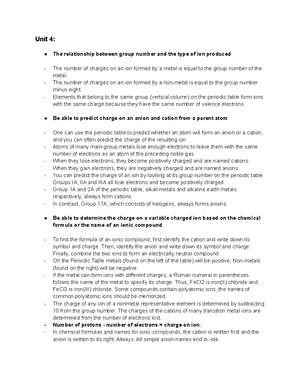 Wk #4 key - ANSWER KEY TO WORKSHOP 4 - Chemistry 100 1 Workshop 4 ...