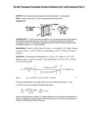 10.302 Transport Processes Practice Problem Set 8 with Solutions Part 3 ...