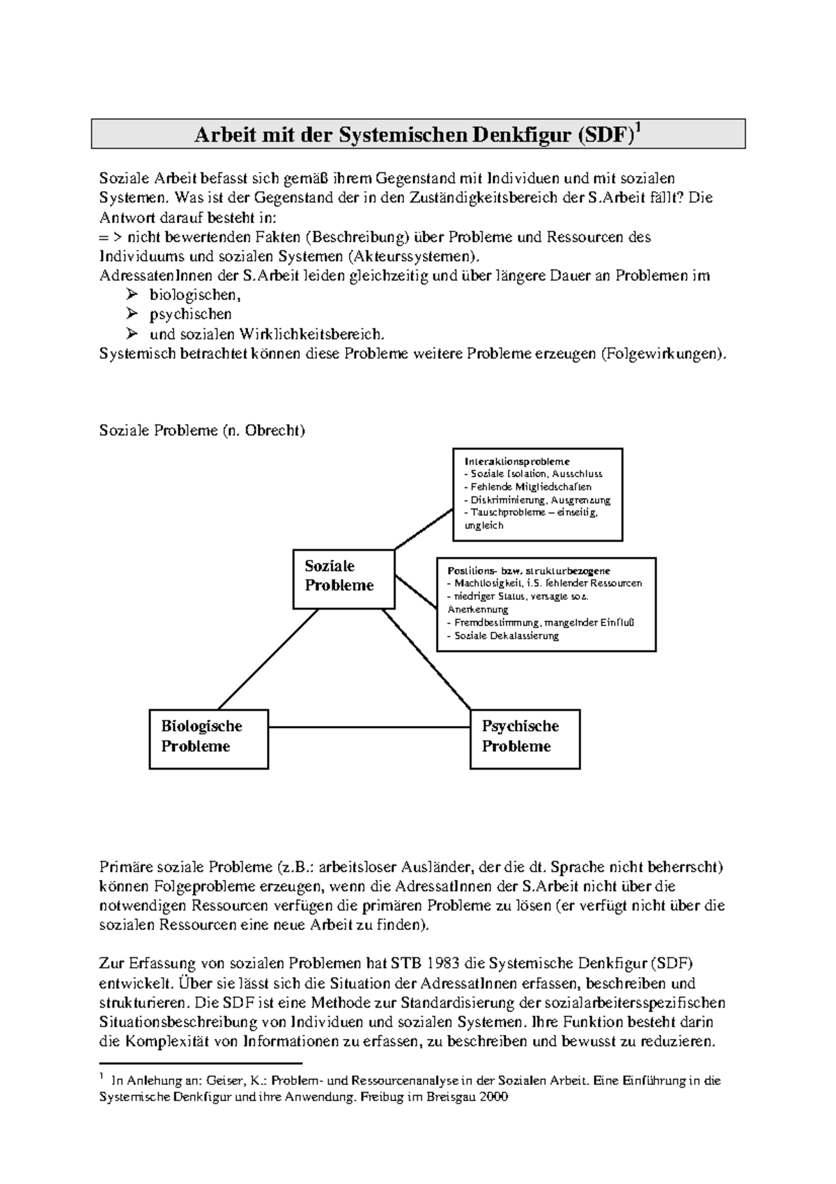Arbeit mit der Systemischen Denkfigur - Was ist der Gegenstand der in ...