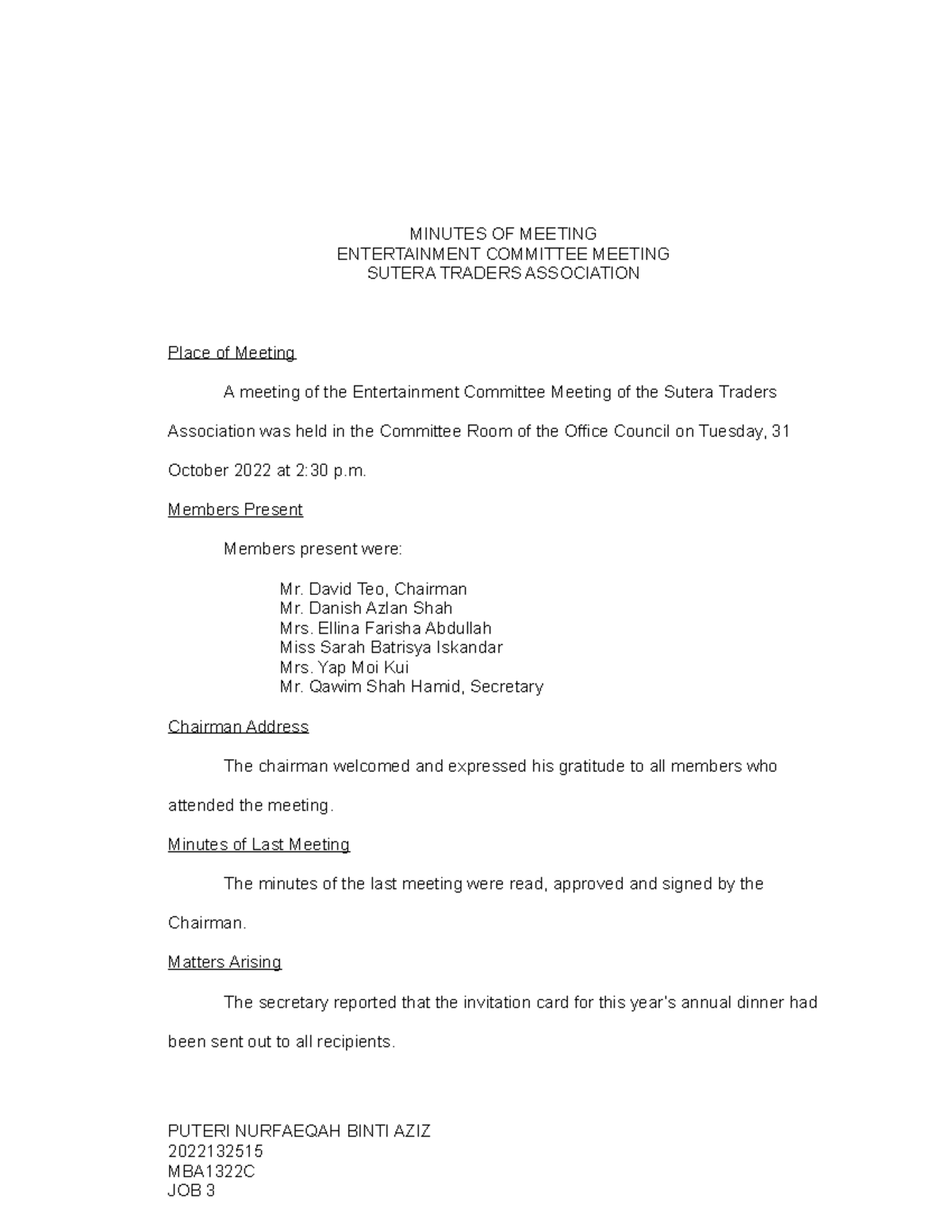 Minutes OF Meeting 3 - obm202 - MINUTES OF MEETING ENTERTAINMENT ...