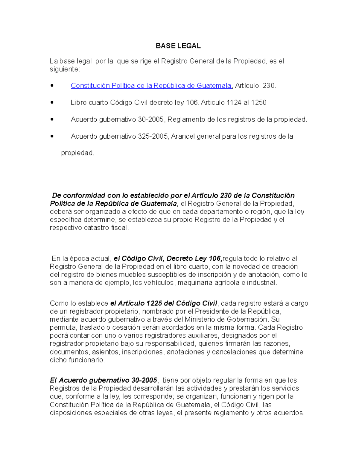 BASE Legal - BASE LEGAL La base legal por la que se rige el Registro ...