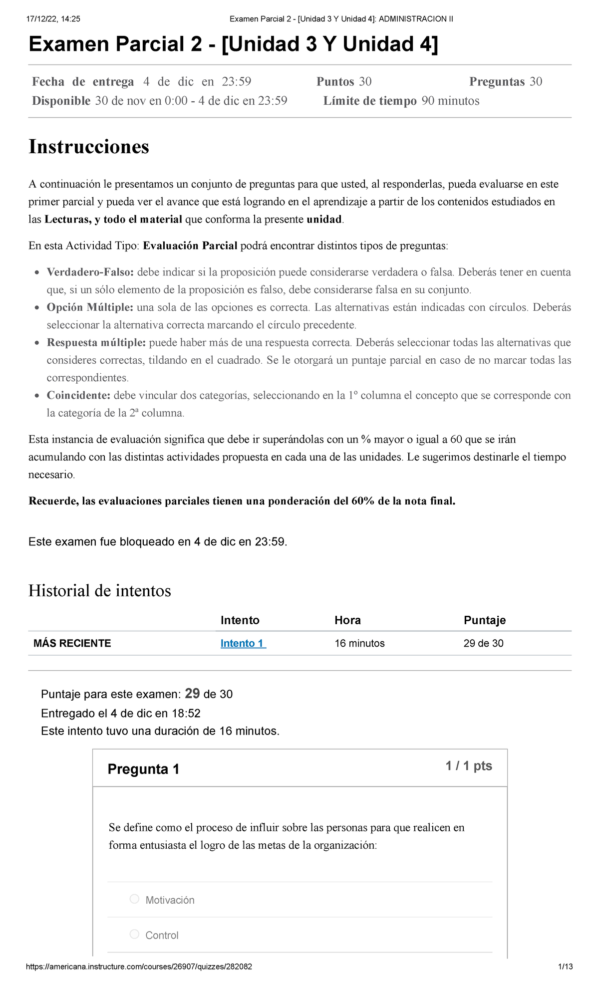 Examen Parcial 2 - [Unidad 3 Y Unidad 4] Administracion II - Examen Parcial 2 - [Unidad 3 Y ...