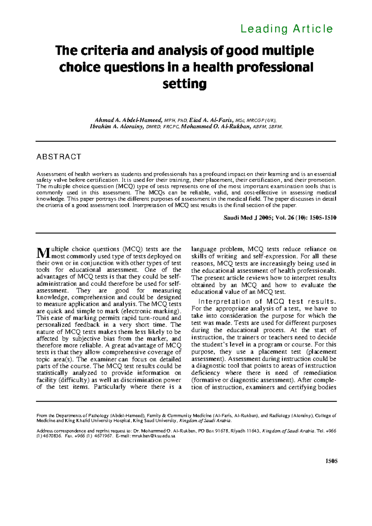 Good MCQs - How to write good MCQs guidelines - M ultiple choice ...