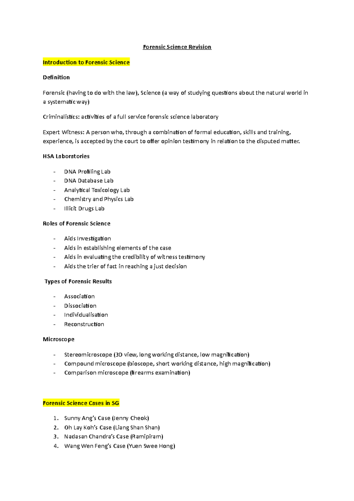 Forensic Science Exam Revision Notes - Forensic Science Revision ...