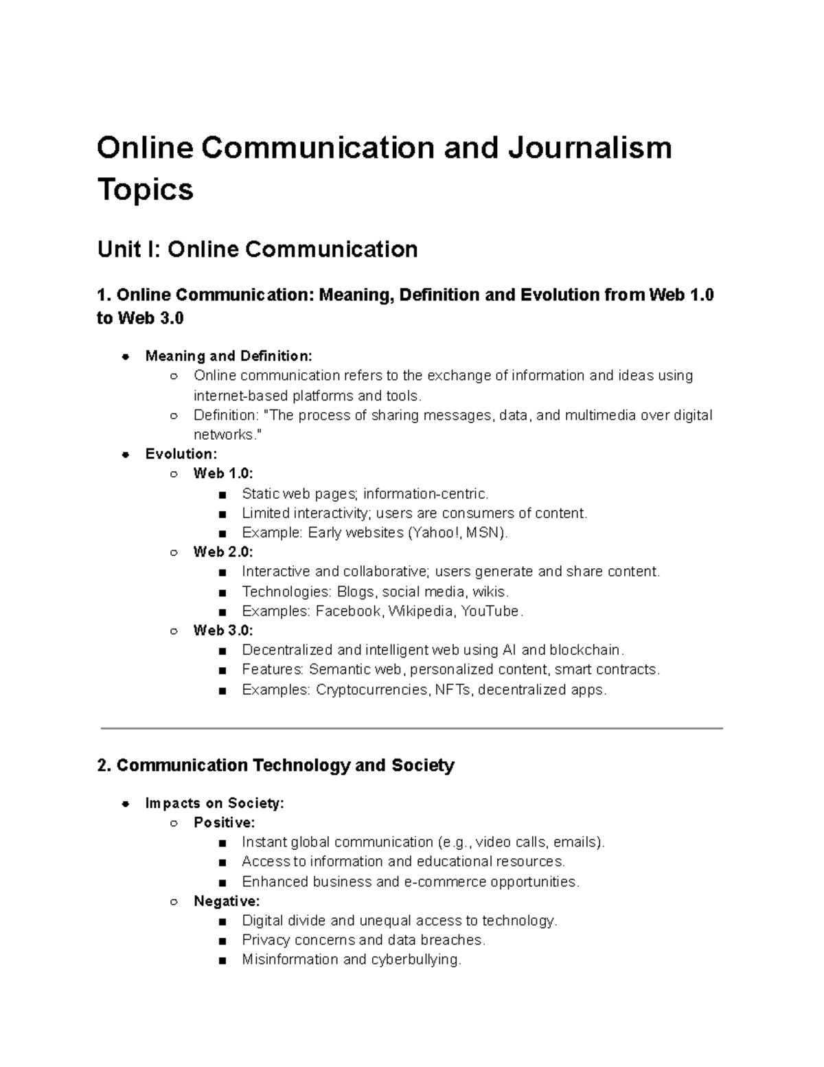Online Communication and Journalism Topics - Online Communication and ...